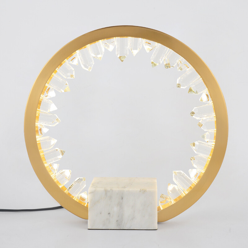 Dimmable 3Color Crystal Ring Table Lamp LED Light Desk Bedside Lighting ...