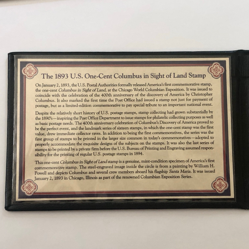 Vintage First U.S. Commemorative Stamp album with 1 cent Columbus Sight ...