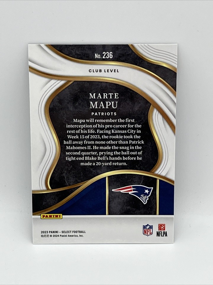 Marte Mapu 2023 NFL Panini Select Club Level Rookie RC #236 Patriots | eBay
