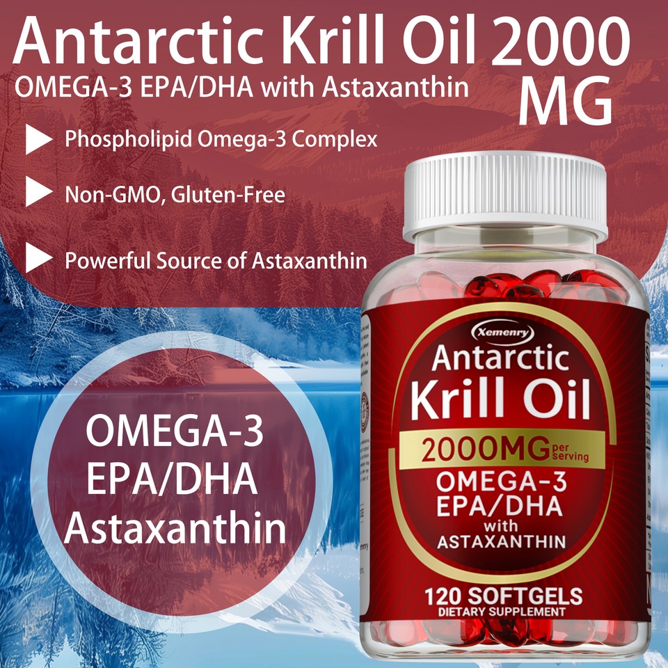 Antarctic Krill Oil - Omega-3 EPA, DHA, Astaxanthin, Memory Support ...
