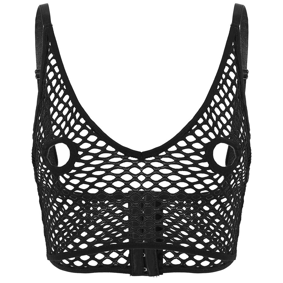 Women Sexy Hollow Out Netted Lingeries Crop Top Hollow Out Nipples Bra ...