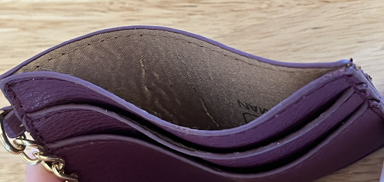 Iman Mini Skinny Key Chain Card ID Case Holder Wallet Burgundy New Slim ...