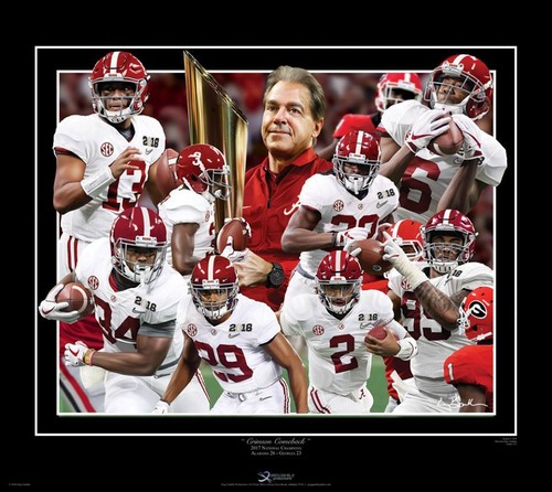 ALABAMA 2017 National Championship print Tua "Crimson Comeback" by Greg ...
