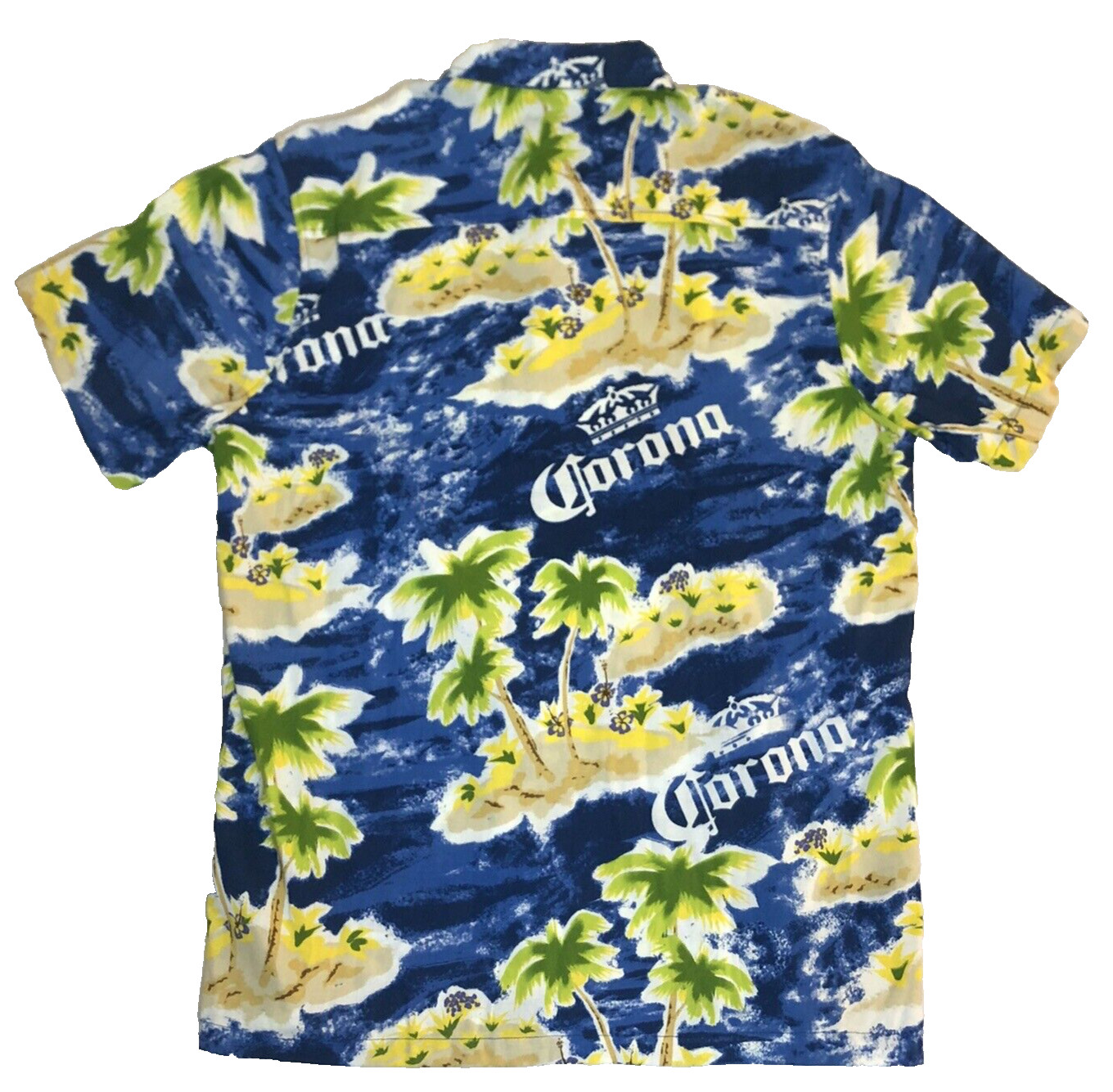 Corona Beer Tropical Island Palm Tree Button Up Shirt… - Gem