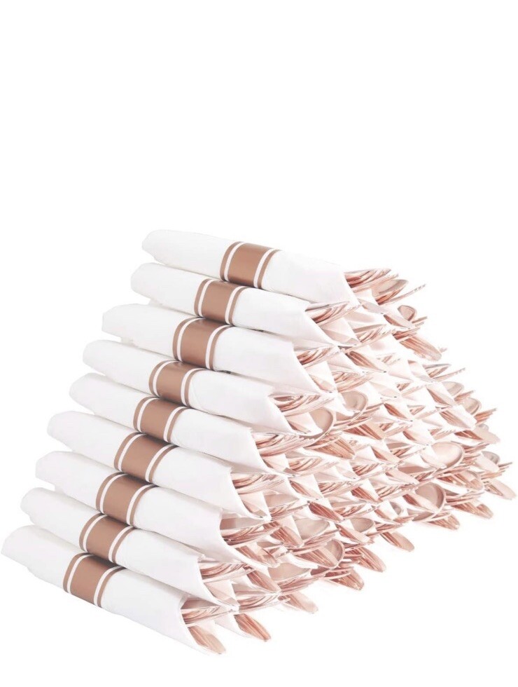 Set of 60 Packs Rose Gold Silverware, Pre Rolled Silverware with Rose ...