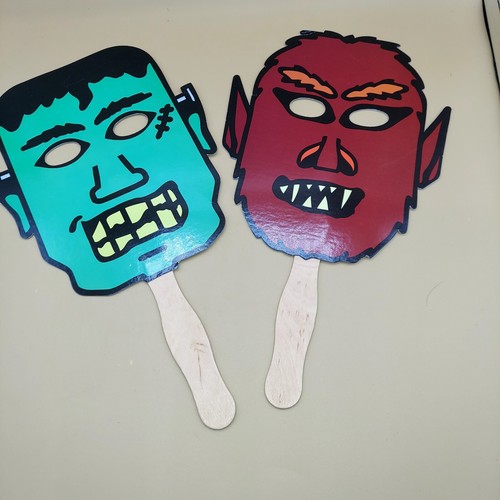 Vintage Halloween Die Cut Paper Card Stock Mask Werewolf Frankenstein ...