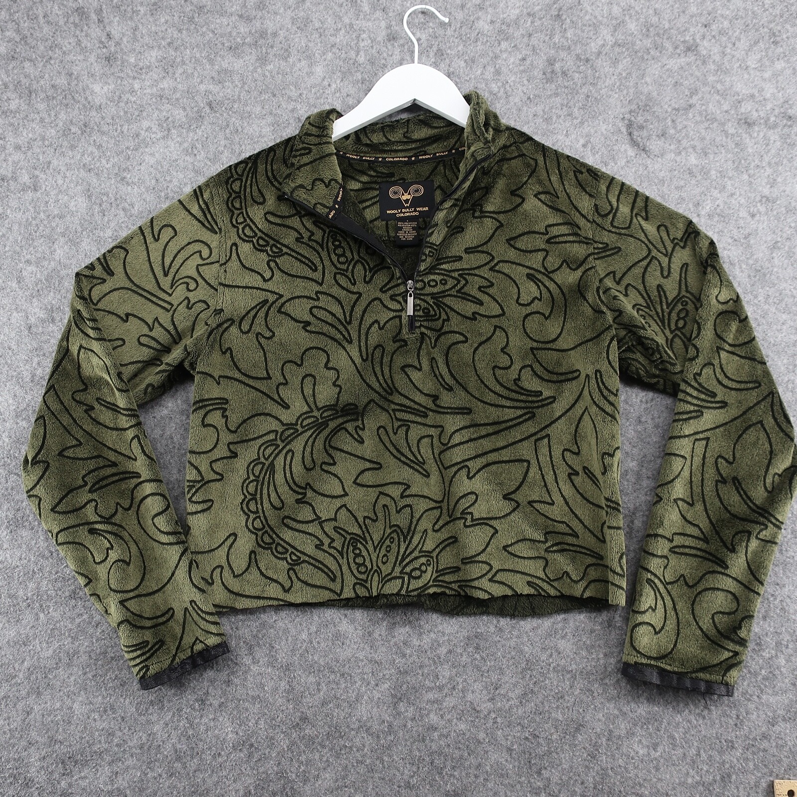 Wooly Bully Wear Colorado Sweater Womens Large Green Pullover Cropped ...