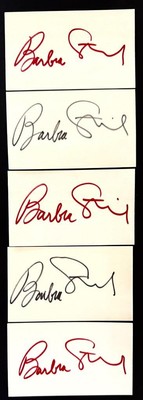 BARBARA STREISAND HAND SIGNED AUTOGRAPHED 5 SIGNED 3X5" CARDS | eBay