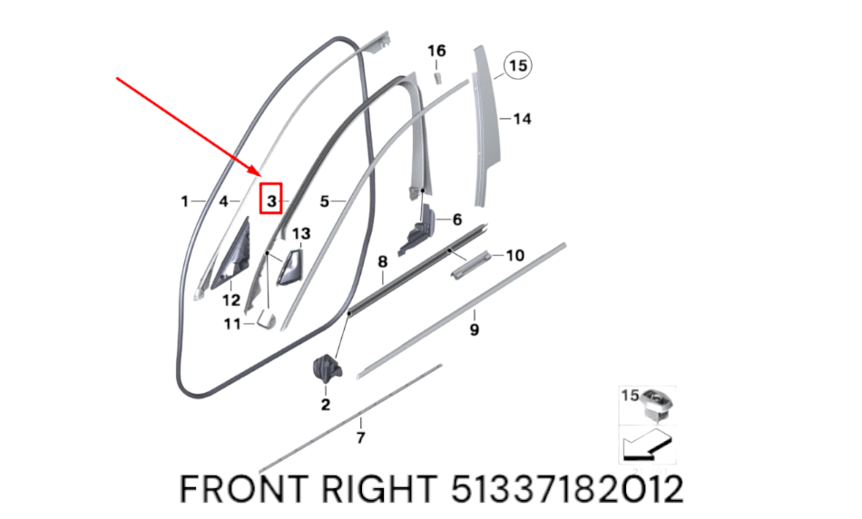 BMW 5 F10 2009-16 FRONT LEFT & RIGHT DOOR WINDOW FRAME COVER ...