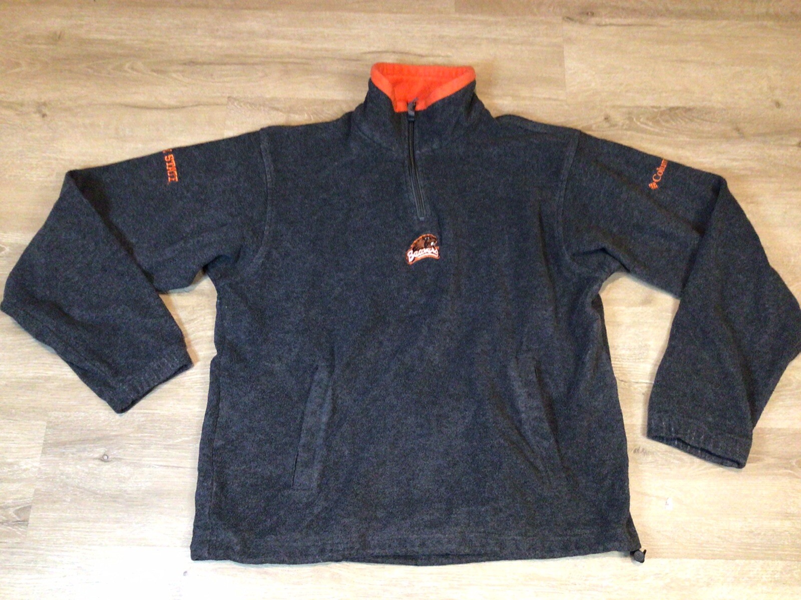 Men’s Columbia OSU Oregon State Beavers Sz M Gray Fleece Full Zip NCAA ...