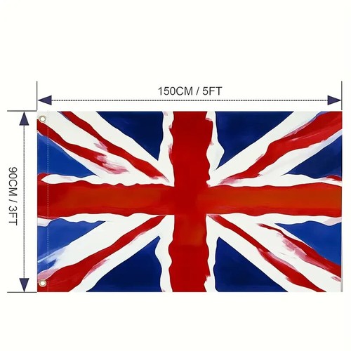 UNION JACK UK FLAG - Size 5' x 3' - Rectangular Polyester Wall / Flag ...