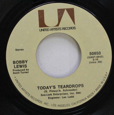 Rock 45 Bobby Lewis - Today'S Teardrops / Love'S Satisfaction On United ...