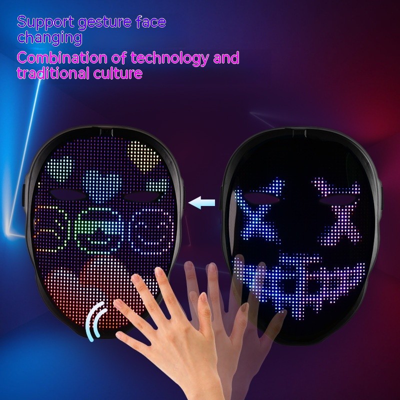 Halloween Face Masks Full Color LED Luminous Mask Face Changing Mask ...