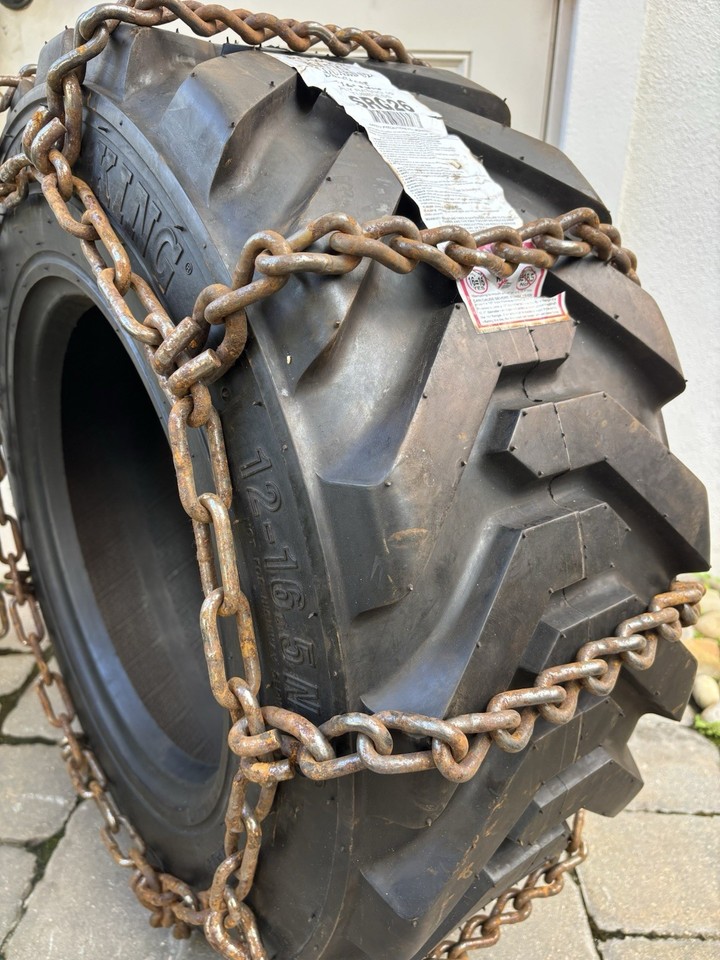 NEW RUSTY USA 8mm 5/16" 12-16.5NHS SNOW ICE MUD TIRE CHAINS SKID STEER ...