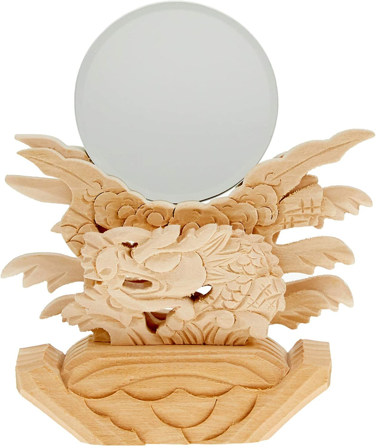 Mirror diameter for Japanese Shinto mirror Ryujin carving [ 龍神 ] Hinoki ...
