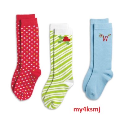 American Girl welliewishers 3pr Merry Holiday SOCK SET for GIRLS ...