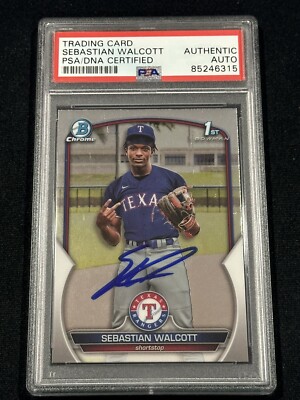 Sebastian Walcott Signed 2023 1st Bowman Chrome RC Tx Autographed Auto ...