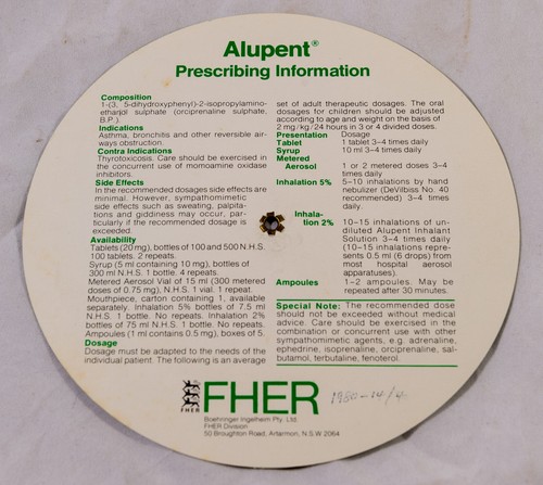 VINTAGE PAEDIATRIC DOSAGE GUIDE - ALUPENT SYRUP CALCULATOR | eBay