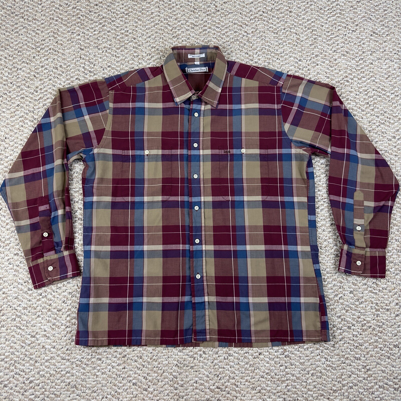 Vintage Christian Dior Adirondack Plaid Long Sleeve B… - Gem