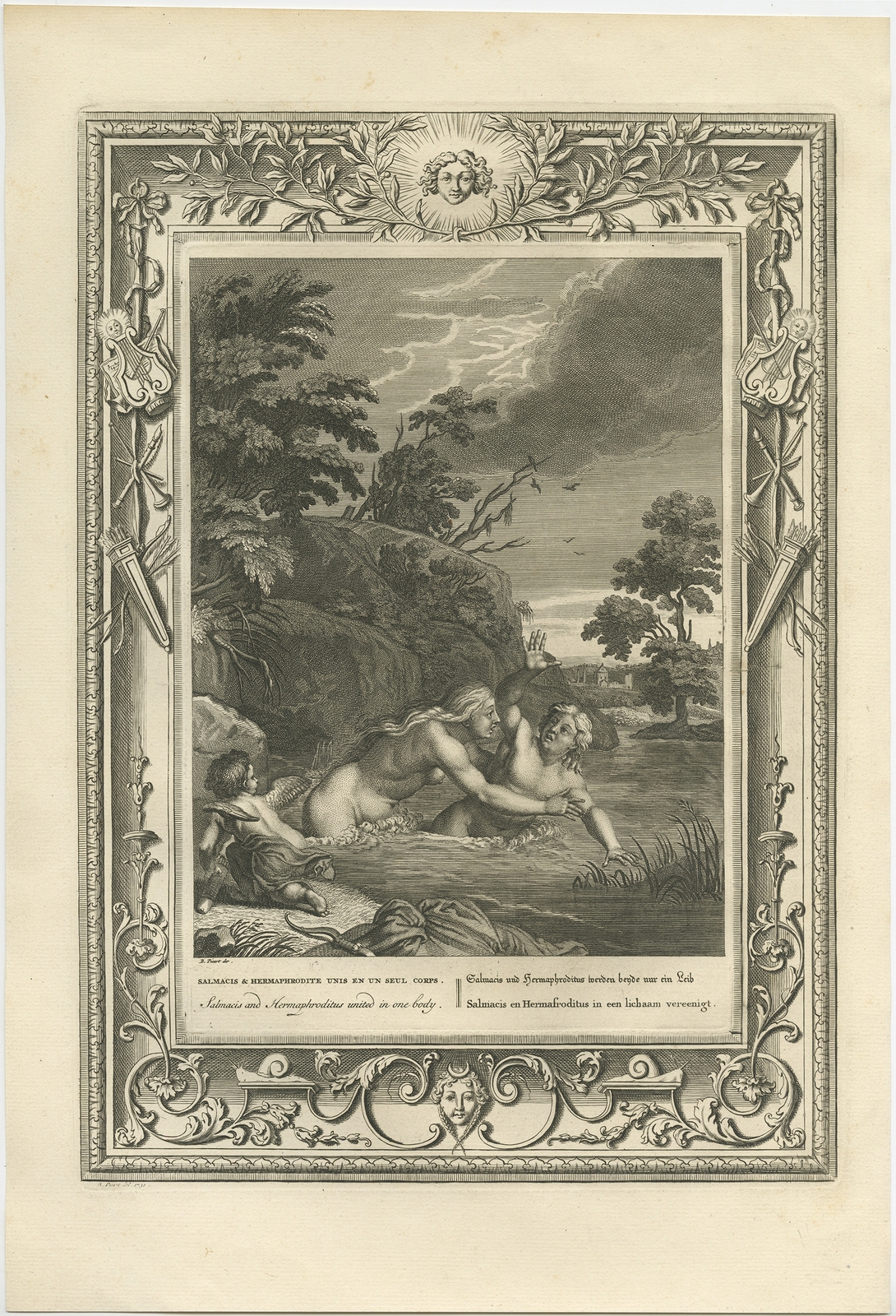 Antique Print of Salmacis and Hermaphroditus by Picart (1733) | eBay