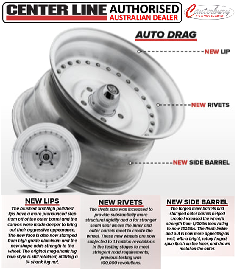 CENTERLINE 15" AUTO DRAG Wheels Size 15x10J Holden HQ HZ Chevrolet ...