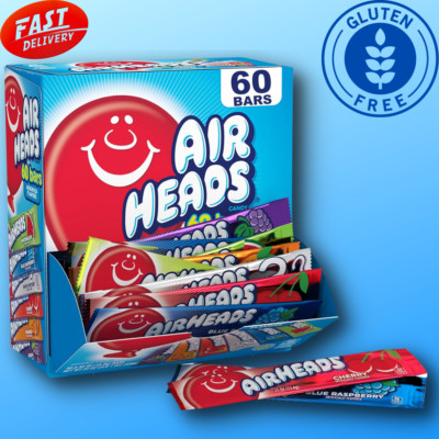 Airheads Candy Bars, Variety Bulk Box, Chewy Full Size Fruit Taffy ...