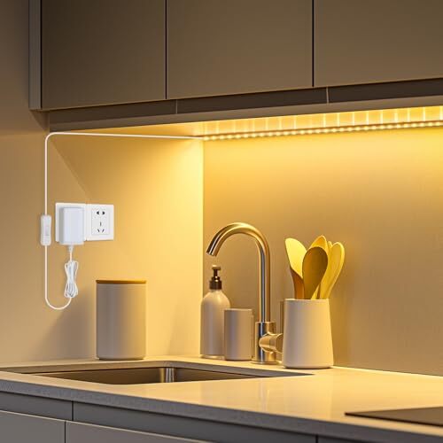 LED Strip Light, 3500K Warm White, 16.4ft, Bright LED Tape Lights ...