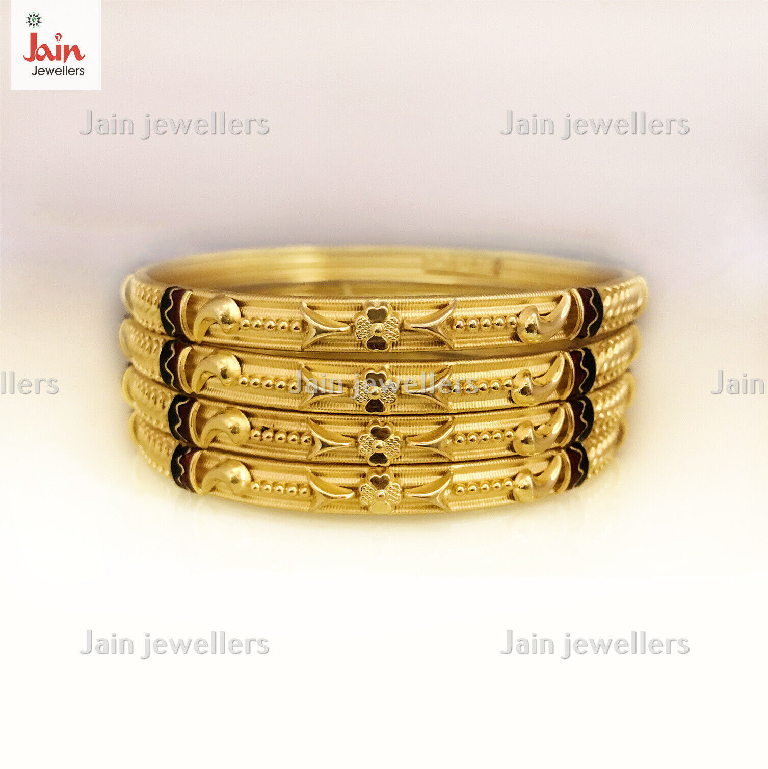 18 Kt, 22 Kt Gold Traditional Handmade Slip-On Bracelet Bangles 32 - 52 ...