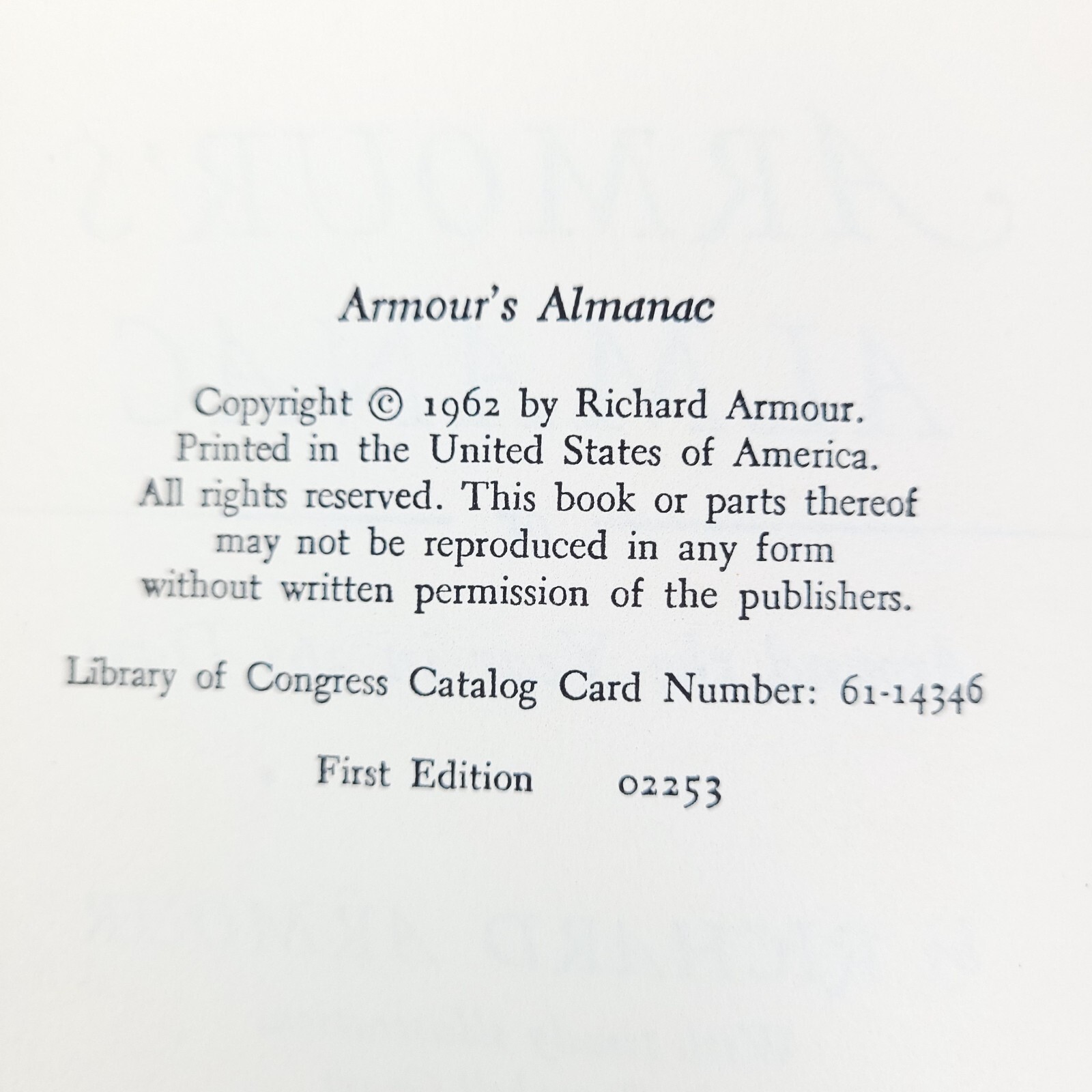 SIGNED FIRST EDITION "Armour's Almanac" Richard Armour HC McGraw-Hill ...