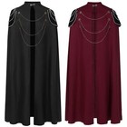 Halloween Medieval Retro Cape Men’s Bead Chain Hooded Cloak Performance ...
