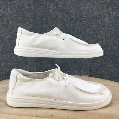 Mad Love Shoes Womens 9 Lizzy Casual Moc Toe Sneakers White Fabric Lace ...