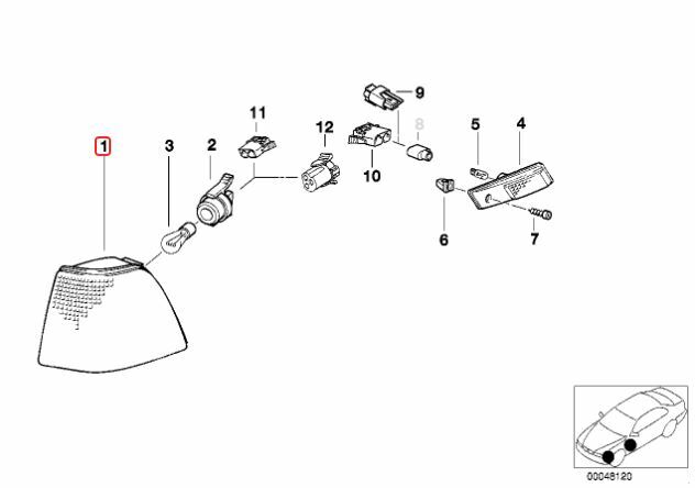 Genuine BMW Amber Turn Signal E36 Sedan Touring Front LEFT 63138353279 ...