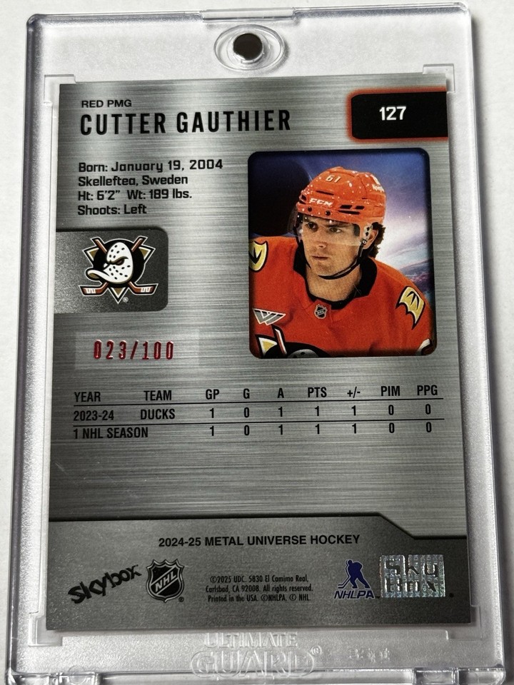 Cutter Gauthier 2024-25 Skybox Metal Universe Precious Metal Gems PMG ...