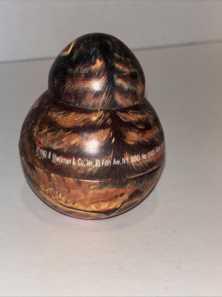 Vintage 1982 Roly-Poly Tin Tabby Cat Trinket Box Shackman & Co Canister ...