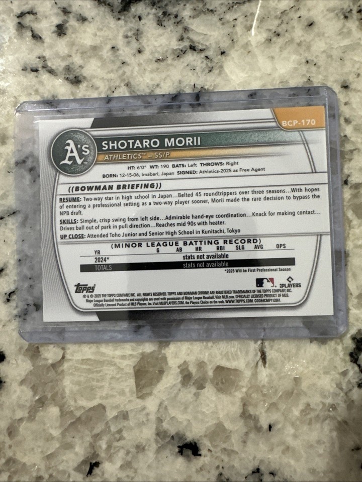 2025 Bowman Chrome 1st Shotaro Morii SSP Bubble Gum Variation | eBay