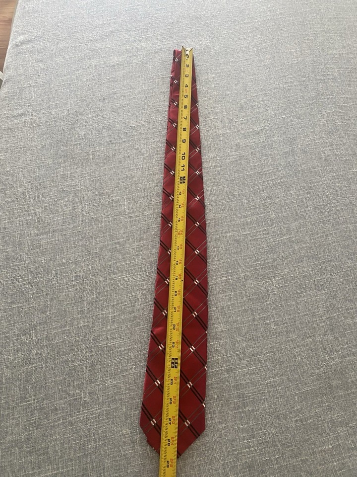 Donald Trump Tie Signature Collection Silk Neck Tie Red Striped Plaid ...