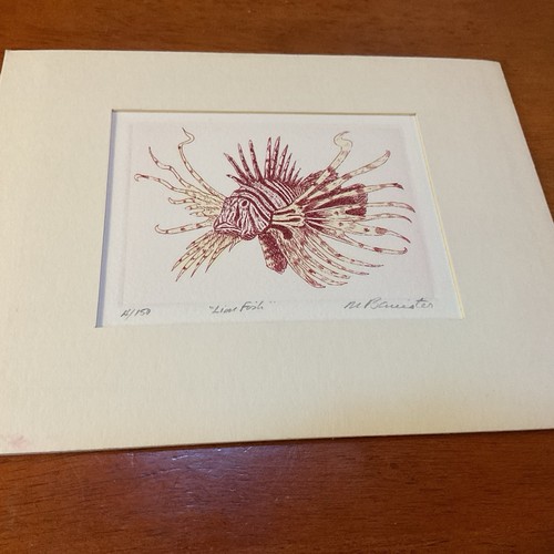 Lion Fish Etching 1969 Manly Banister Acrylic Hand Colored #’d | eBay