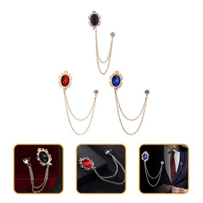3Pcs Brooch Chain Men's Suit Accessories for Prom and Parties | eBay UK