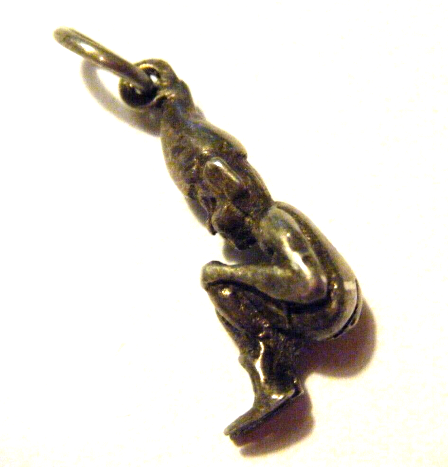 3/4" Vintage 80s English Sterling Silver Cute Pixie Sitting Elf Charm ...
