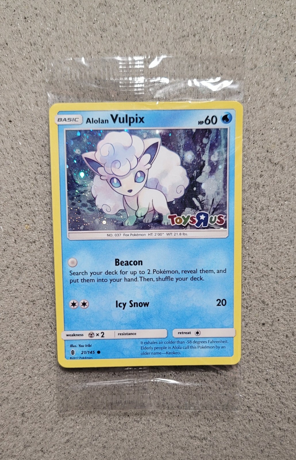 **SEALED** Alolan Vulpix Holo 2017 Pokemon Toys R Us Promo Card (21/145 ...