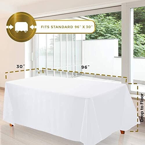 Tablecloth Classic White 90x156 - for 8 Foot Rectangle Table Washable ...