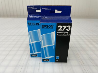 2pc Genuine Epson 273 Cyan Ink cartridges XP-520 XP-600 XP-620 XP-800 ...