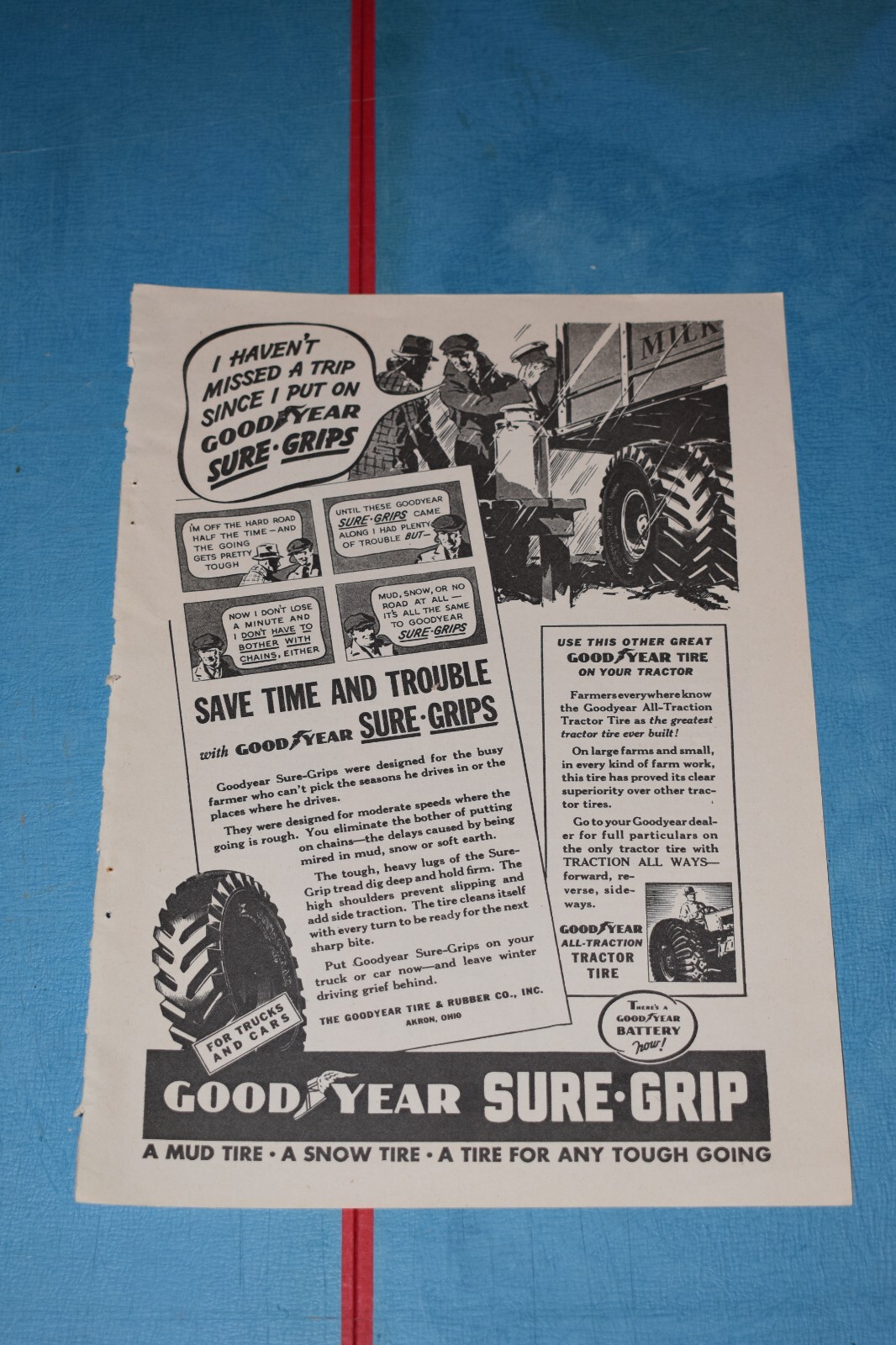 Vintage 1936 Goodyear Sure-Grip Tire Print Ad. | eBay