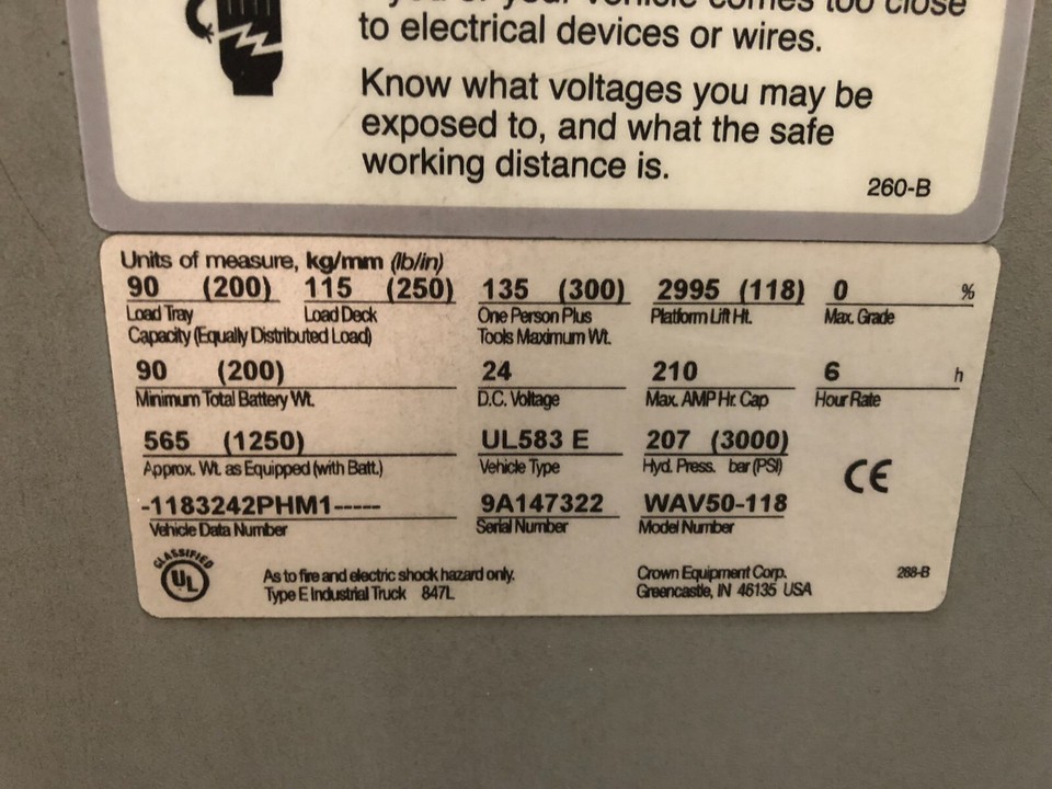 Crown WAV Work Assist Vehicle WAV50-118 Lift Order Picker | eBay