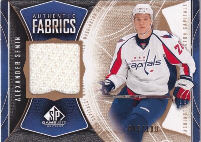 🏒 09-10 SP GAME USED AUTHENTIC FABRICS GOLD - ALEXANDER SEMIN /100 #AF ...