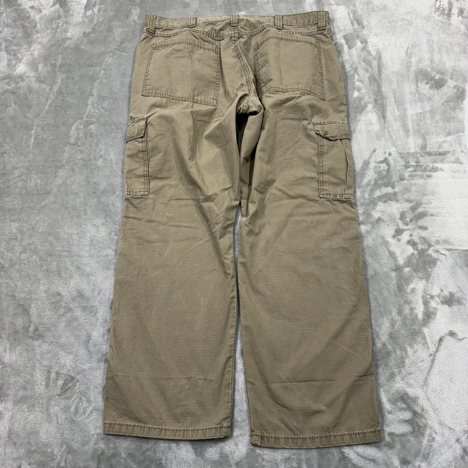 Wrangler Pants Mens 38x30 Brown Cargo Straight Leg Canvas Workwear ...