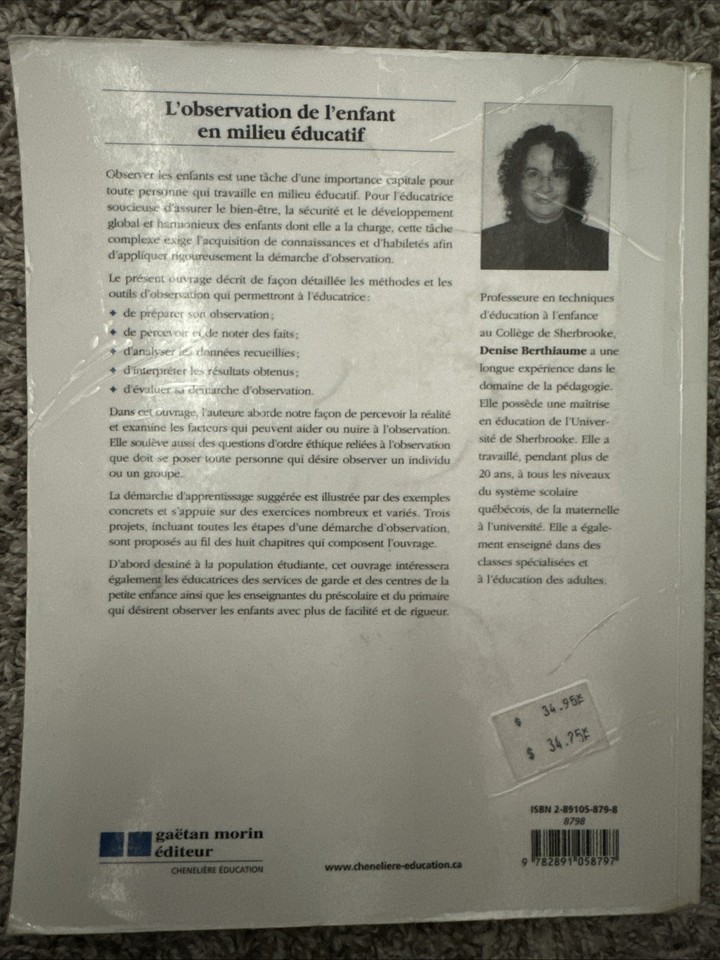 L’observation de l’enfant en milieu éducatif | eBay
