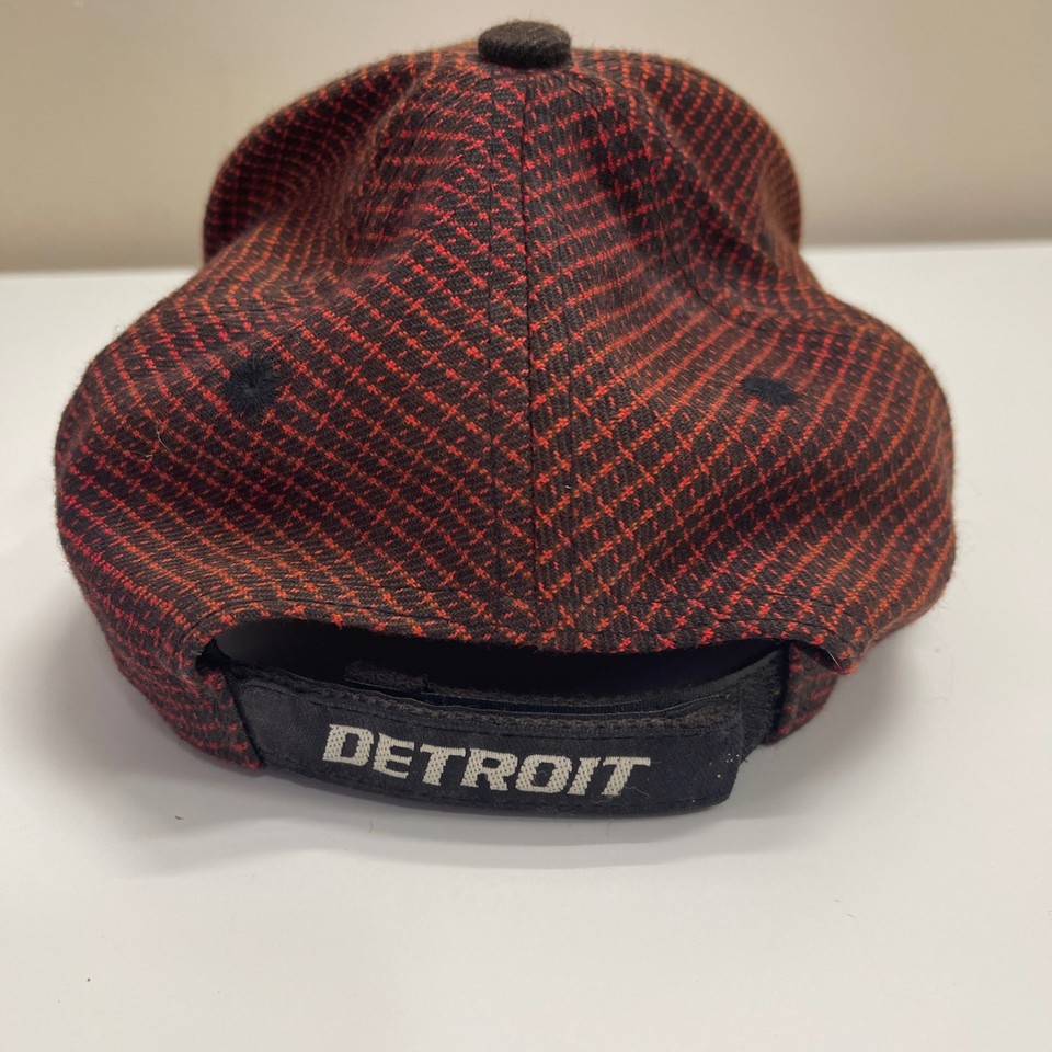 Vintage Logo Athletic Detroit Red Wings Hat NHL Red Black Grid Pattern ...