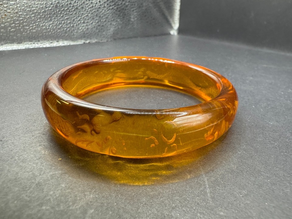 Vintage Apple Juice Lucite Bakelite Bangle Bracelet Reverse Snake ...