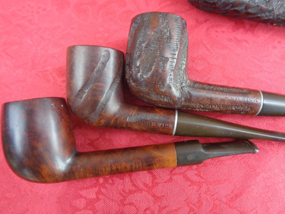 Vintage Dun-Rite Wood Nov Inc Duraglas Humidor Wooden 6 Pipe Stand & 6 ...